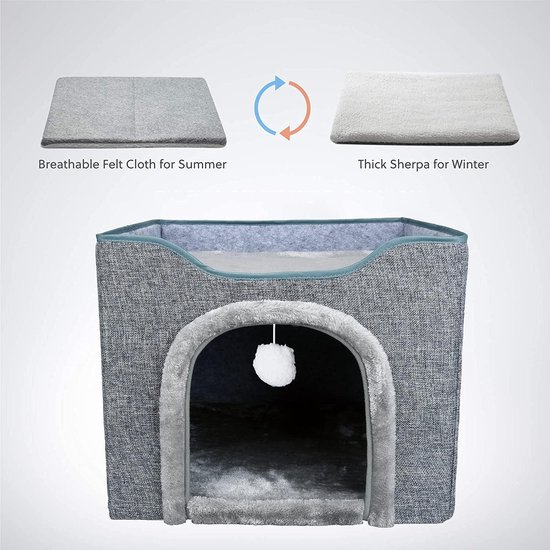 Inklapbaar kattenhuis met terras - Hol voor katten en kleine honden ...