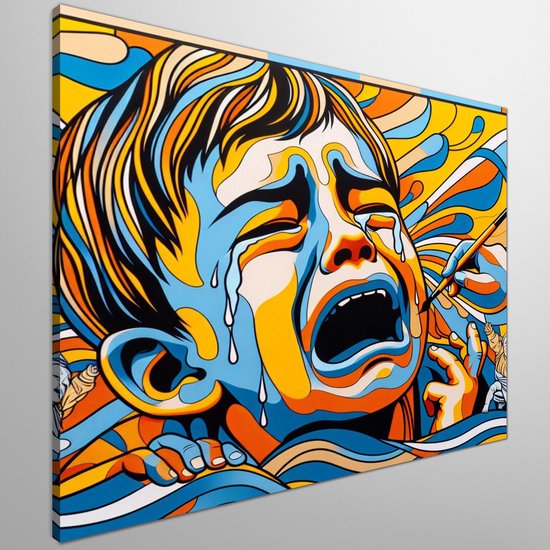 Modern huilend kind schilderij | Tranen van een hedendaagse jeugd: een ...