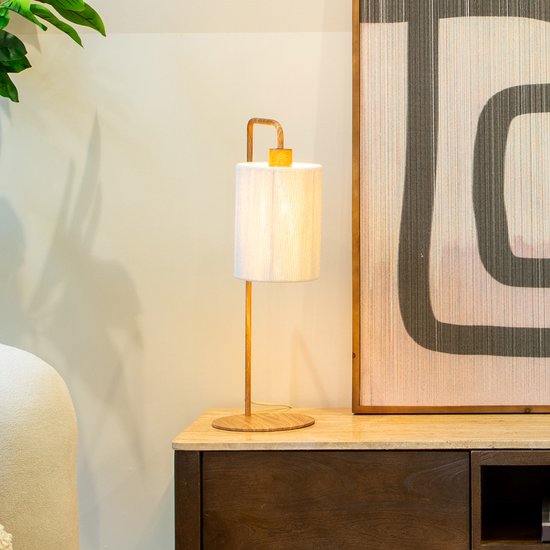 Light & Living Tafellamp Donio - Naturel/Crème- 26x20x59.5cm - Modern | bol