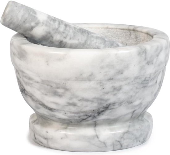 Vijzel van marmer - wit - 18 cm | bol