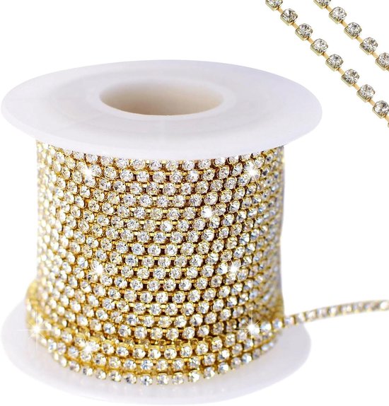 Rol Strass Trim Tape 10m×2 mm - Klauw Ketting Tape Om Op Te Naaien ...