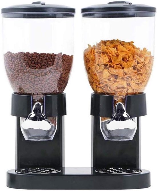 Dubbele Cornflakes Dispenser - Cereals - Zwart - 2 stuks | bol