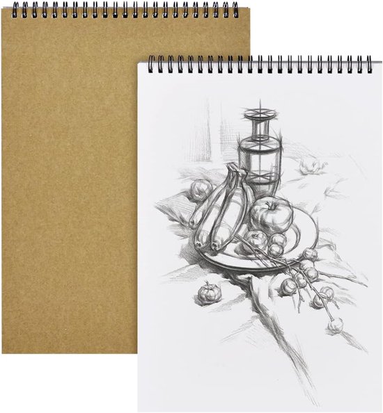 Schetsboek A4 Spiraalgebonden - 2 Stuks Tekenblok met 60 Pagina's voor ...