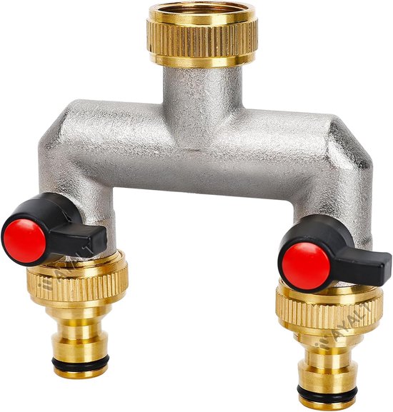 Messing 2-weg waterverdeler - ideaal voor tuinslang - 3/4 inch aansluiting | bol
