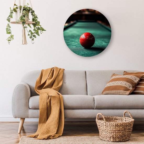 Rode bal op snookertafel - Snooker wandcirkel - Wandpaneel bal ...