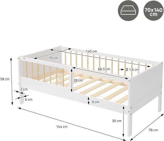 CRLYN® Kinderbed - Peuterbed - Wit | bol