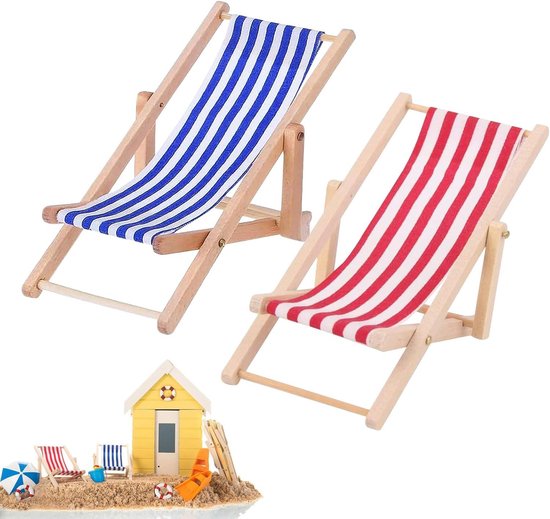 Mini-ligstoel 2 stuks stranddecoratie miniatuur strandstoel voor doe ...