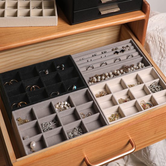 Elegante en Stapelbare Sieraden Organizer Set met Luxe Fluwelen ...