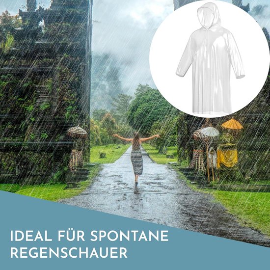 Disposable Rain Poncho Rain Cover Transparent - Rain Cape with Hood ...