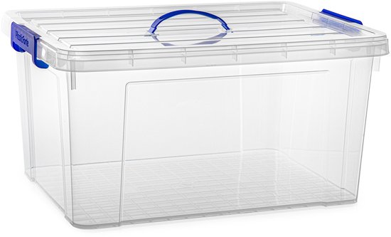 Plasticforte Opslagbox - met deksel - transparant blauw - 54 liter - 60 ...