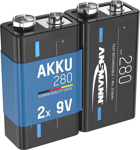 Oplaadbare 9V E-blokbatterij 280 mAh NiMH - Ideaal voor ...