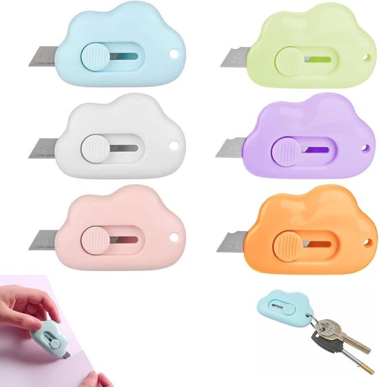 Mini Box Cutters Cloud Utility mes intrekbare briefopener 6 stuks | bol