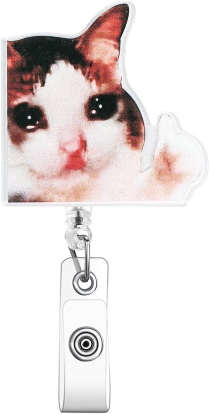 Pull Out Crying Cat ID Card Holder for Nurses - Swivel Crocodile Clip ...