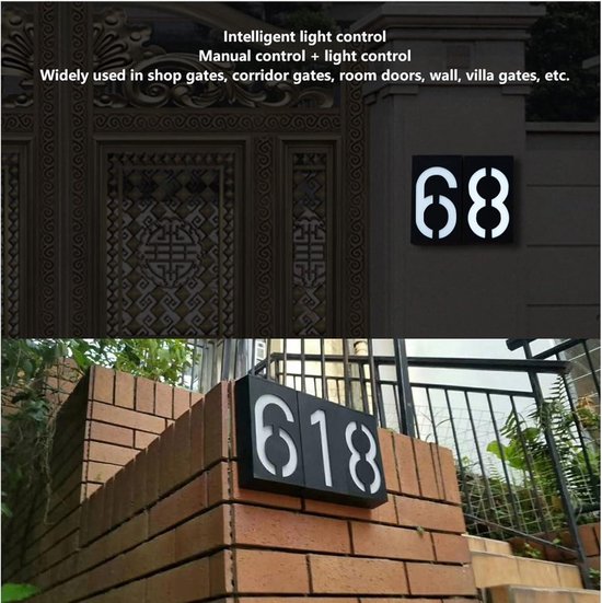 Outdoor Solar Power LED House Number Light met 6 LED Verlichting en ...