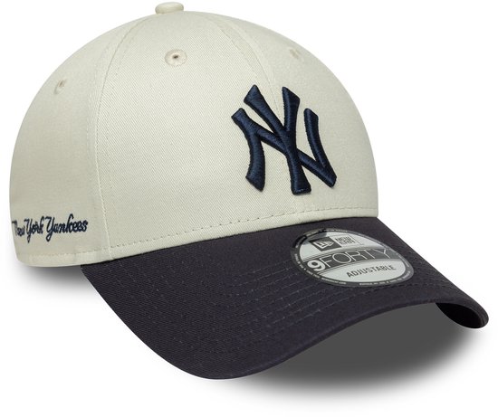 New Era - New York Yankees MLB Side Script Cream 9FORTY Adjustable Cap ...