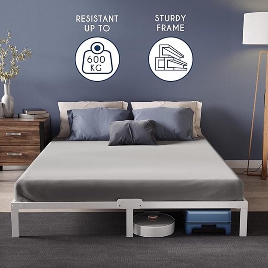 bed frame - opbergruimte onder het bed - Metalen platform bedframe 120 ...
