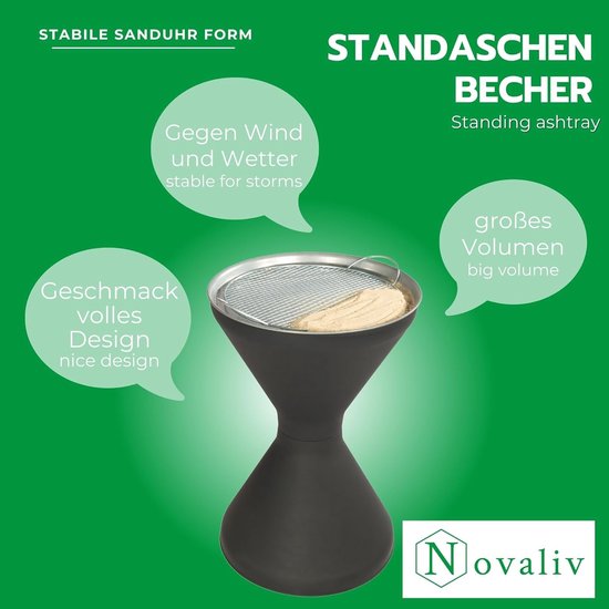 Novaliv staande asbak voor buiten 60cm hoog 40cm Ø inclusief 1x zakje ...
