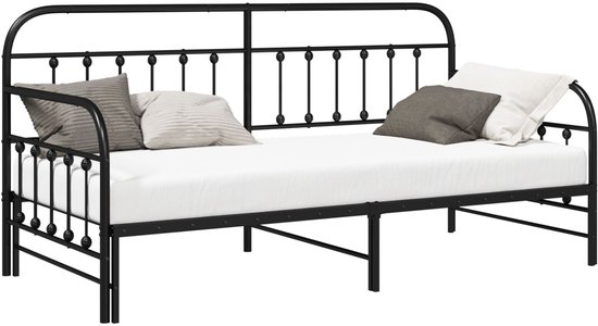 vidaXL - Dagbed - Kader - met - Uitklapbed - Zwart - 107x203 - cm ...