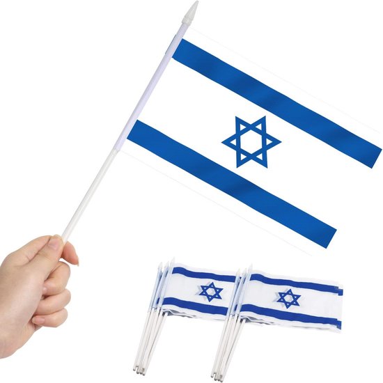Mini Handheld Vlag Israel 5x8 inch met Stevige Paal - UV-Bestendig en ...