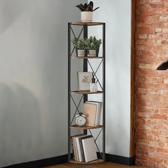 Hoekplank met 5 niveaus, 160 cm hoge boekenplank | bol