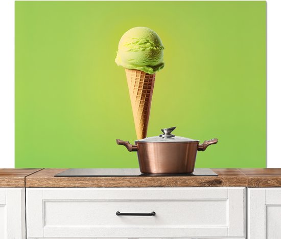 Spatscherm keuken 120x80 cm - Kookplaat achterwand Hoorntje - Schepijs ...