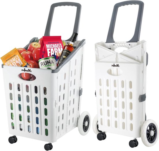 Opvouwbare Winkelwagen - 75L capaciteit - Ideaal voor Boodschappen | bol