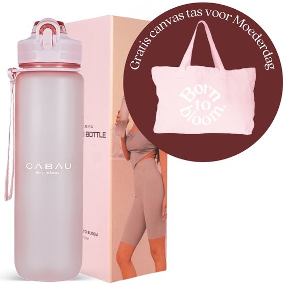 Cabau Bloom Waterfles / Drinkfles | 1 liter | Soft Pink | Moederdag ...