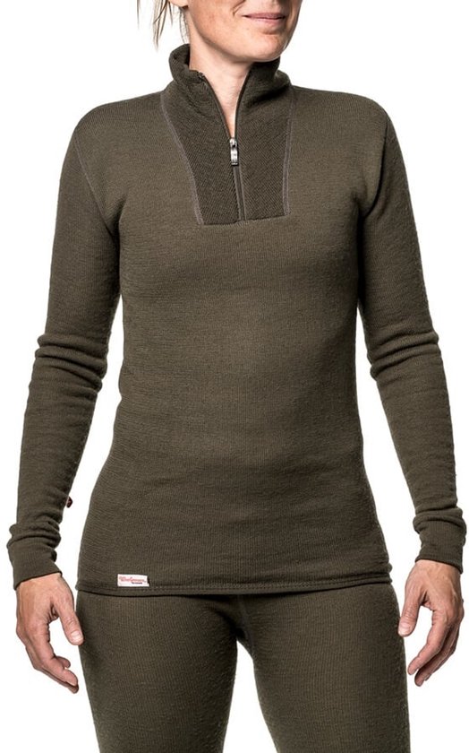 Woolpower Merino Base Layer Zip Turtleneck 200 - Pine Green | bol