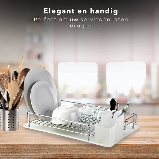 Cheqo® Afdruiprek met Lekbak - Inclusief Bestekbak - Afwas - Afdruip ...