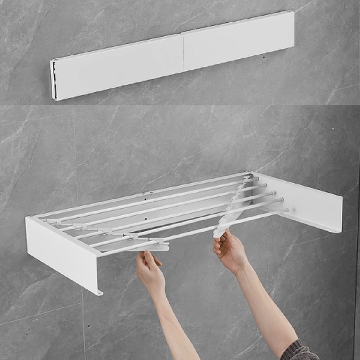 Wasrek aan Muur - Wanddroogrek - Inklapbaar Wasrek - Hangend Droogrek ...