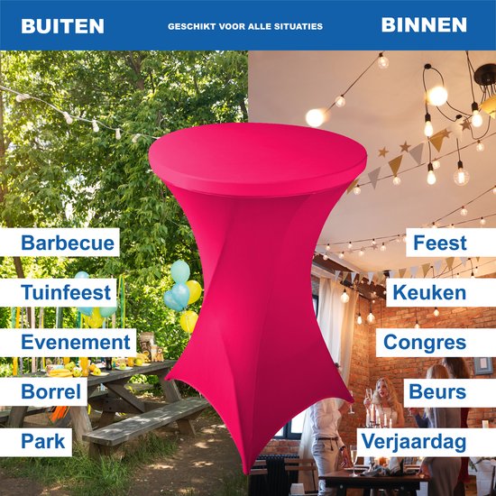 Statafel x 2 + Statafelrok Roze x 2 - ∅ 80-85 x 110 cm – Statafels Inklapbaar –... | bol