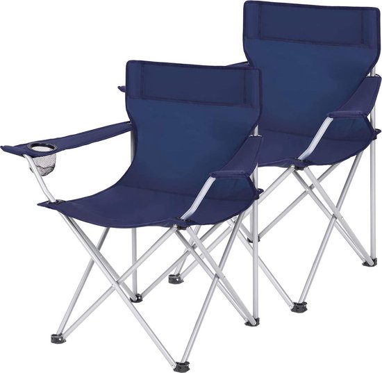 Campingstoelen - Set van 2 - Visstoelen - Donkerblauw | bol