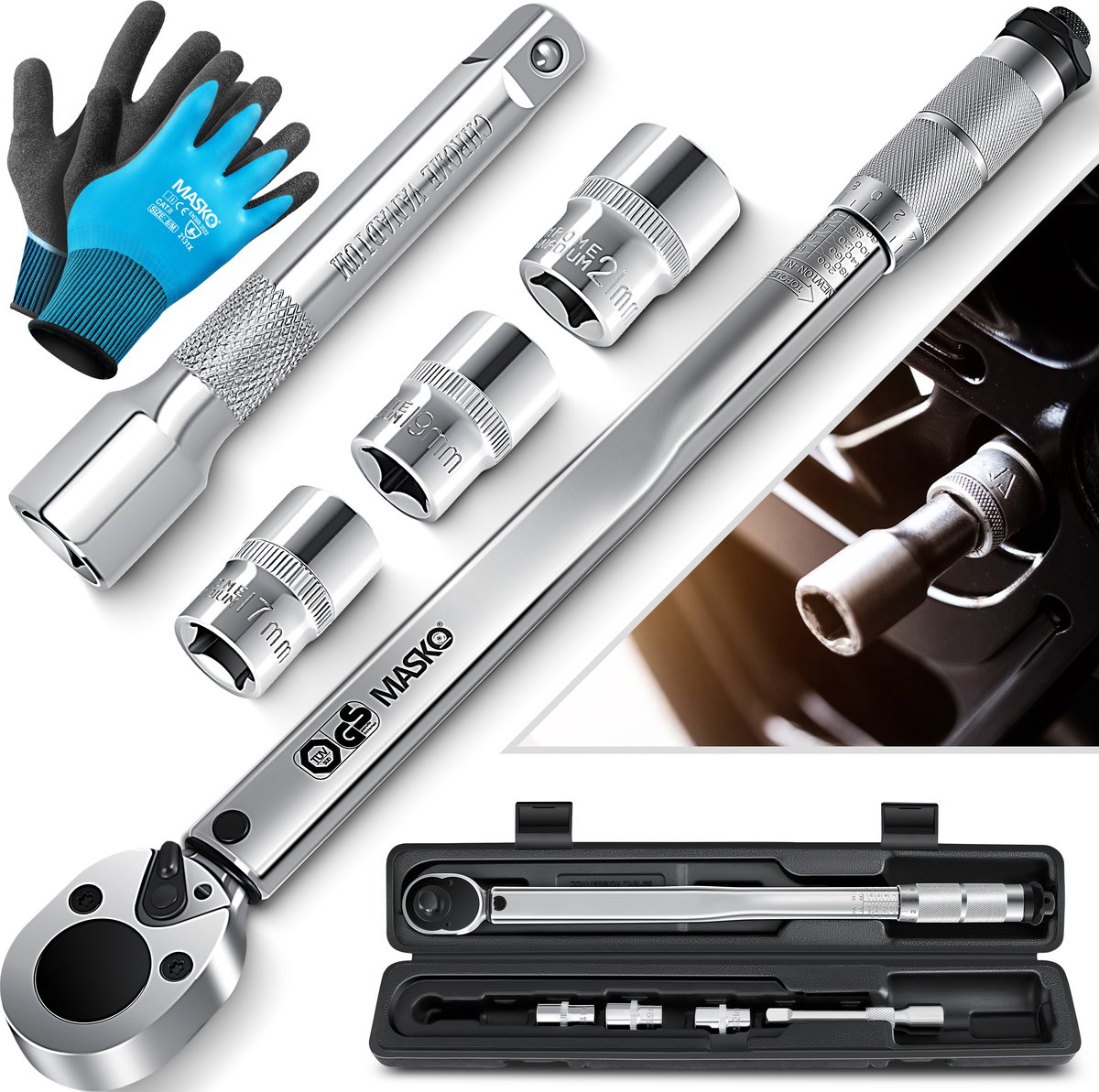 MASKO® Clé dynamométrique 1/2" / clé dynamométrique jeu de 6 pièces 40 ...