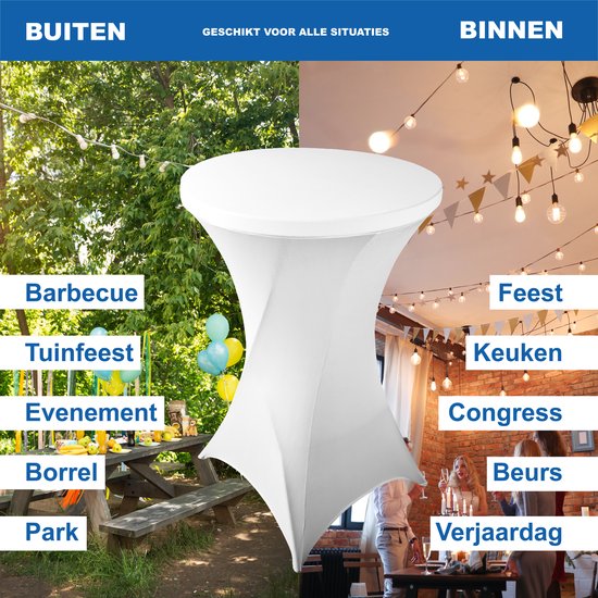 Statafel x 4 + Statafelrok Wit x 4 - ∅ 80-85 x 110 cm – Statafels Inklapbaar – Robuust... | bol