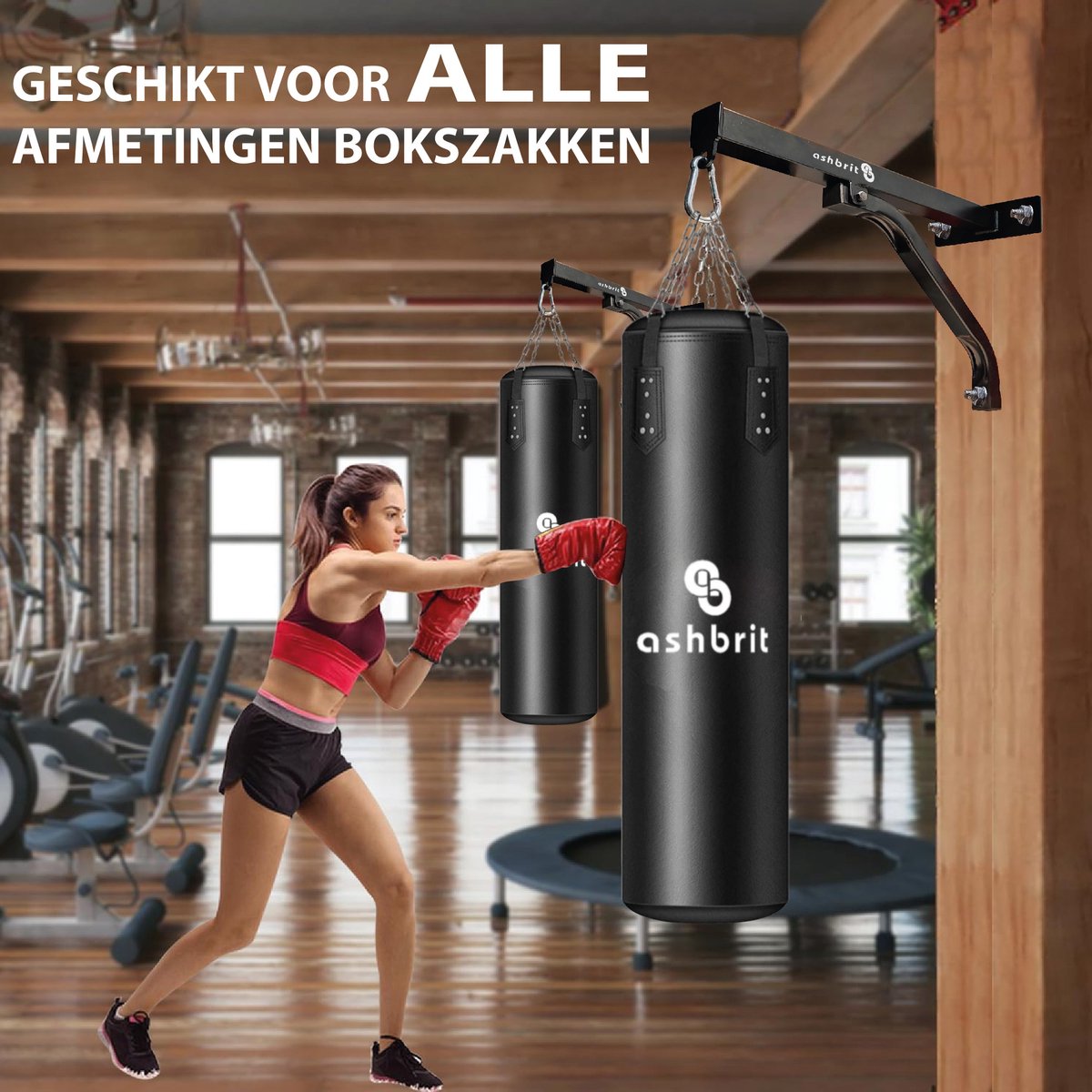 ASHBRIT® Bokszak Muurbeugel - Wandbevestigingsbeugel - Muursteun - Incl ...