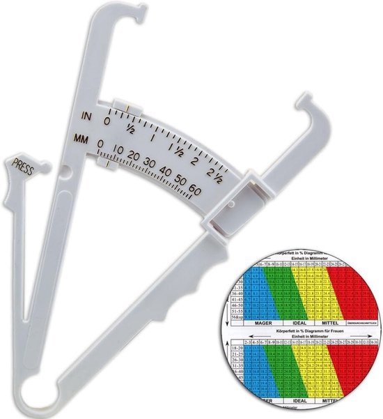 PolkaHome Huidplooimeter - Vetmeter - Vetpercentagemeter - Body Mass ...