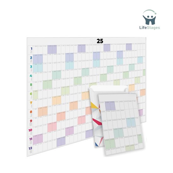 LifeStages - Jaarkalender 2025 - Jaarplanner voor 2025 - Grote Poster ...
