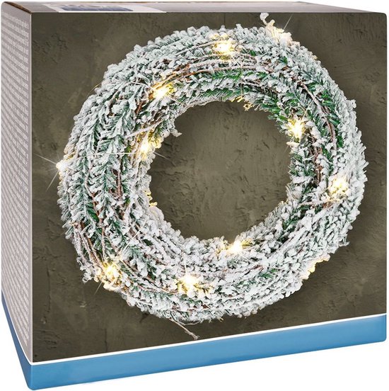 Kerstkrans met Lampjes 30 LED 40 cm - Decoratie - Lichtgevend - Kerstdecoratie -... | bol
