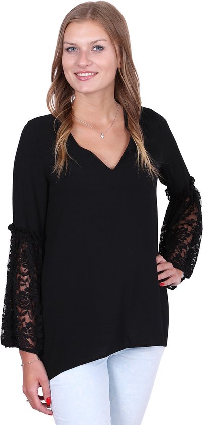 John Zack Zwarte blouse met ruches | bol