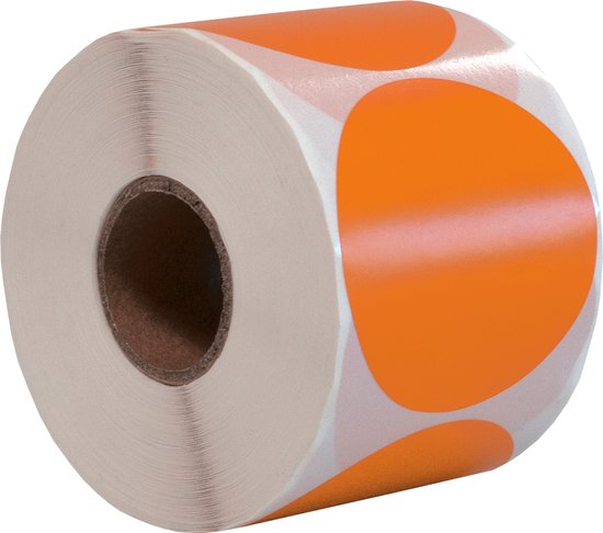 500 Etiketten Rond Oranje 50 mm op Rol - Sluitzegel - Markeringspunten ...