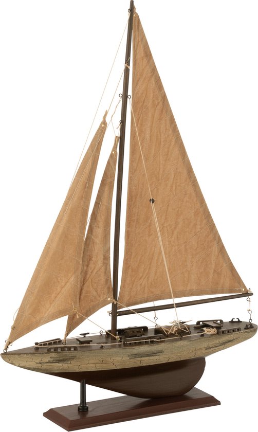 J-Line Zeilboot Paulownia Hout Bruin Medium | bol