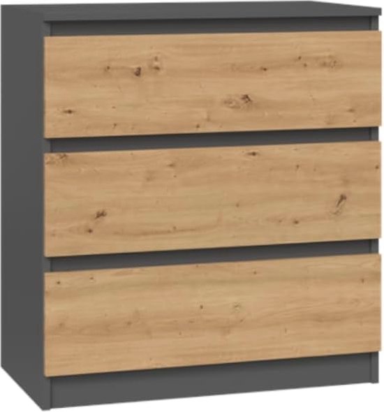 Multifunctionele commode met 3 laden - 70 x 40 x 77 cm - Eiken ...