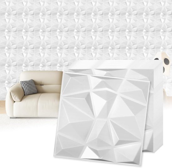 12 stuks 3D-panelen pvc-kunststof - 30 x 30 cm - 3D-polystyreen ...