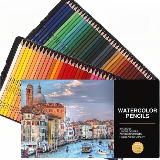 Professionele Aquarel Kleurpotloden Set van 72 Kleuren met Penseel en ...