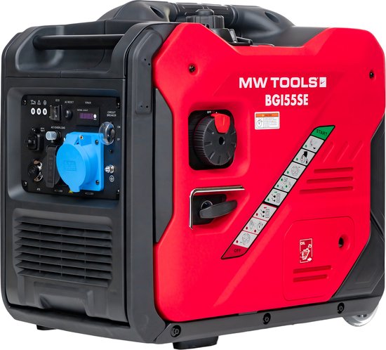 MW Tools Inverter Generator 5,5 kW - Geluidsarme benzine met elektrische start - ATS | bol