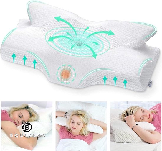 Equivera orthopedisch traagschuim kussen - ergonomisch nekkussen voor hals en... | bol