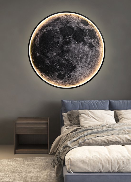 Maan Wandlamp - Ø 60 cm - Dimbaar Met Afstandsbediening ...