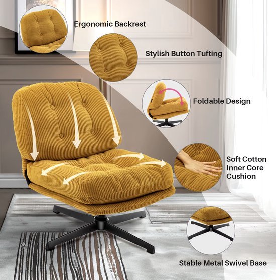 Mrs. Jones Corduroy loungestoel - Stoel - Relax stoel - Draaibare stoel ...