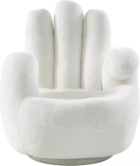 Vente-unique Draaiende fauteuil van imitatiebont CATCHY - Wit L 82 cm x ...
