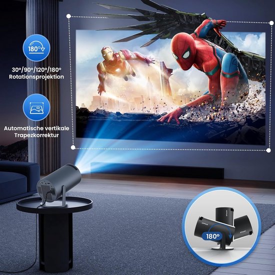 Mini Smart Beamer - 4K Draagbare Projector - Voor Thuisgebruik - 1 stuk ...